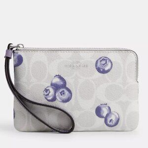 Coach | Bags | Corner Zip Wristlet In Signature Canvas With Blueberry ...